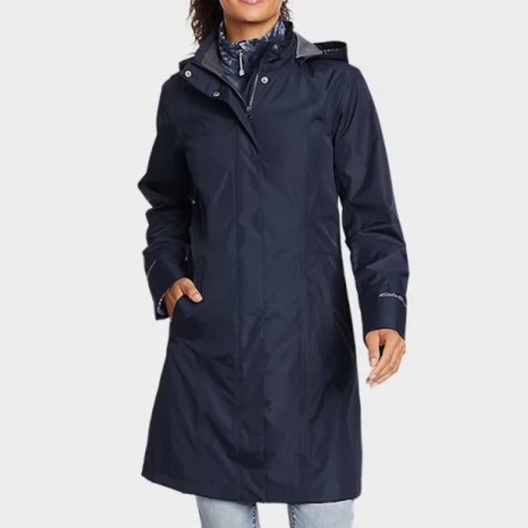 Eddie Bauer | Jackets & Coats | Nwt Eddie Bauer Girl On The Go Navy Blue Convertible Mid Trench ...